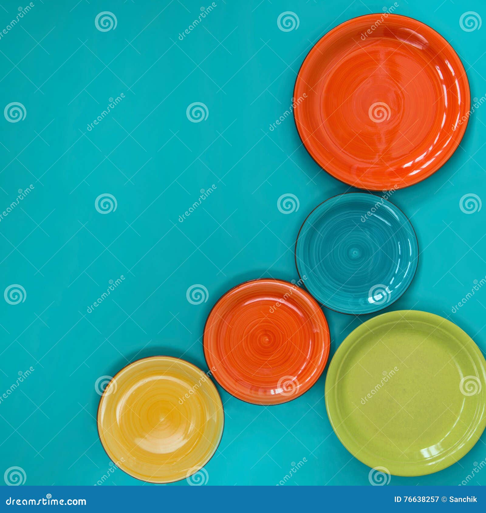 Five colored plates stock image. Image of objects, green - 76638257