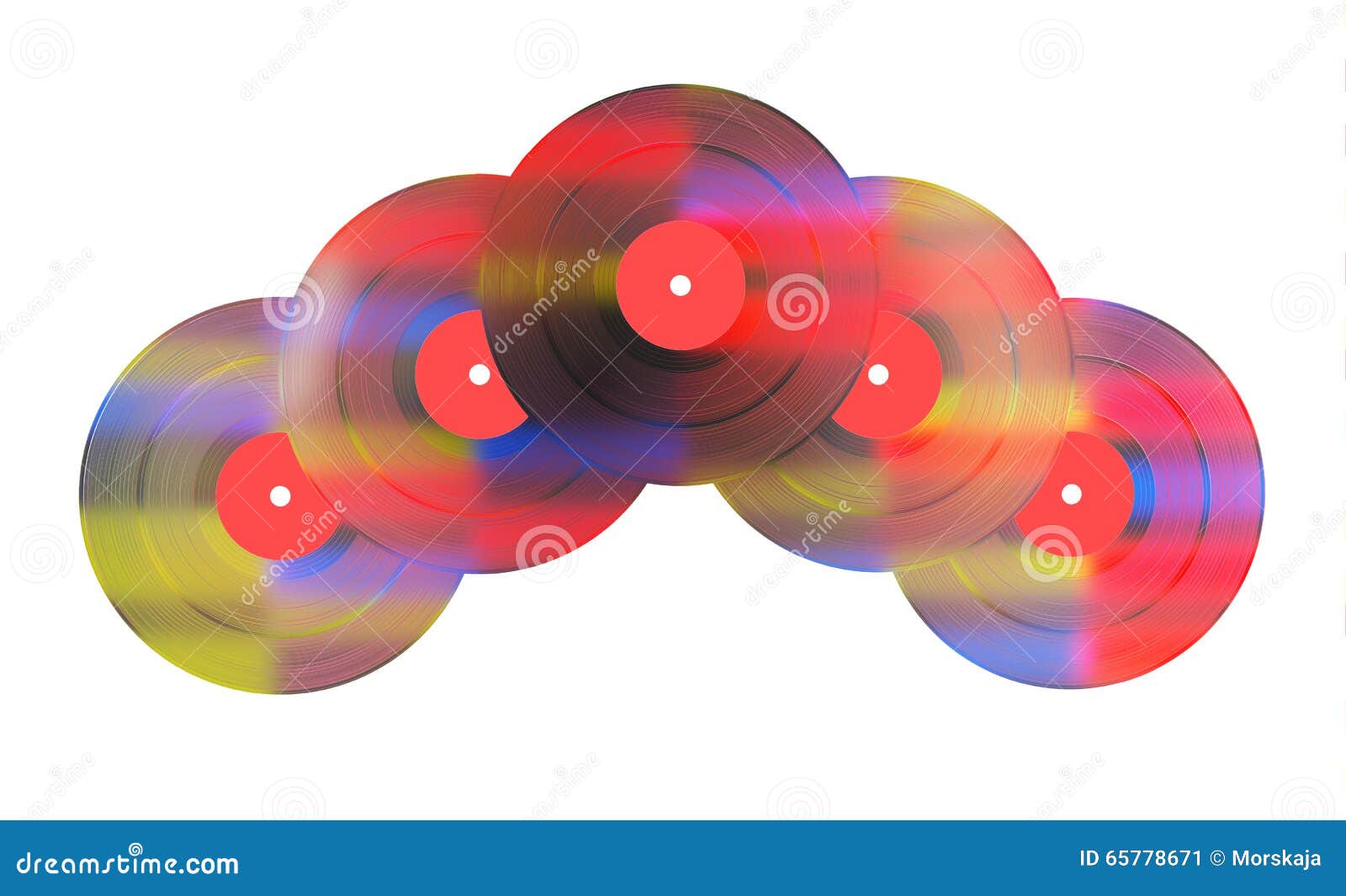 Five colored vinyl records stock illustration. Illustration of close ...