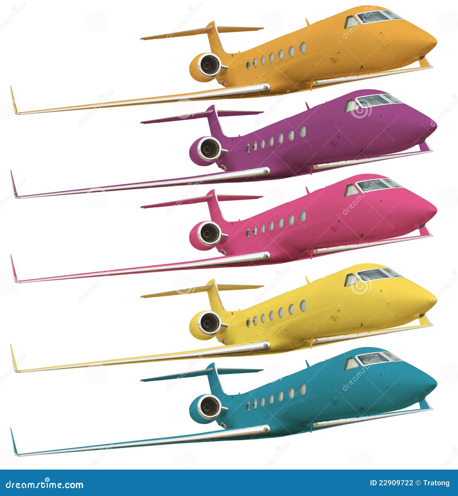 Five Colorful Airplanes with Clipping Path Stock Photo - Image of ...