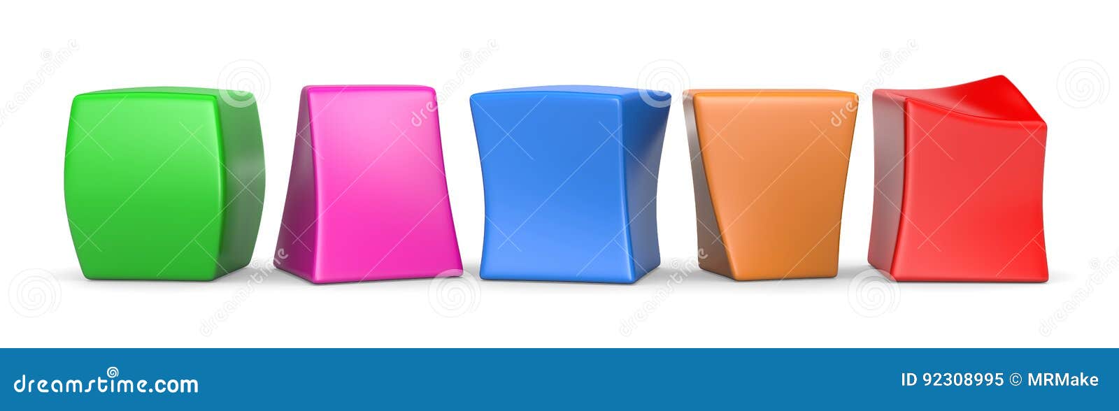 Five Colorful Blank Funny Cubes Stock Illustration - Illustration of ...