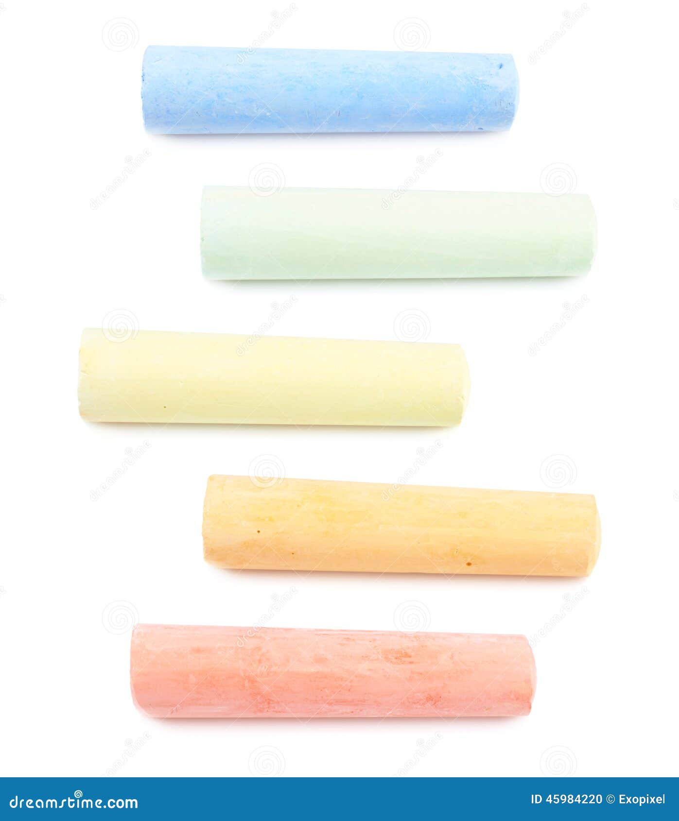Five colorful chalks stock photo. Image of design, blue - 45984220