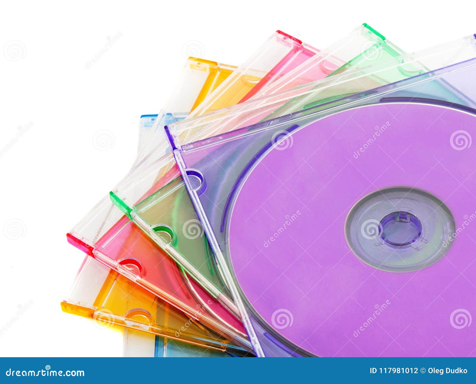 Five Colorful Compact Discs in Plastic CD Case Stock Photo - Image of ...