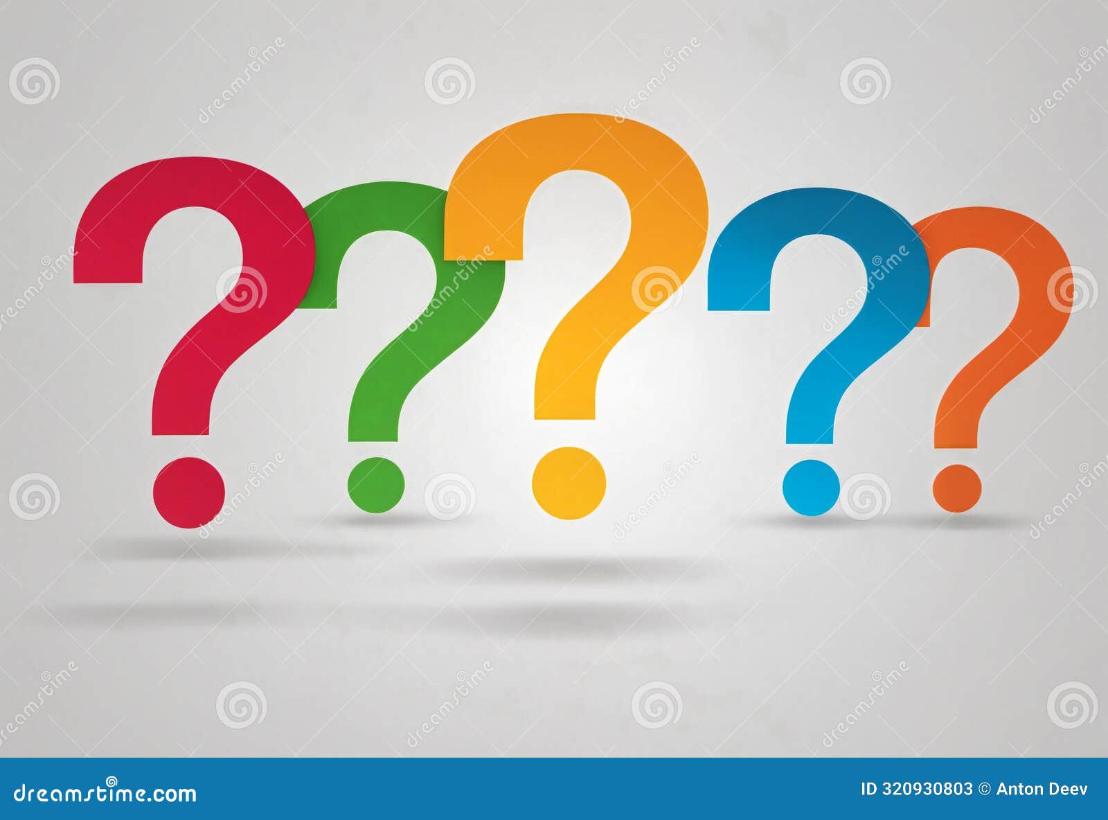 Five Colorful Question Marks on a White Background Stock Image - Image ...
