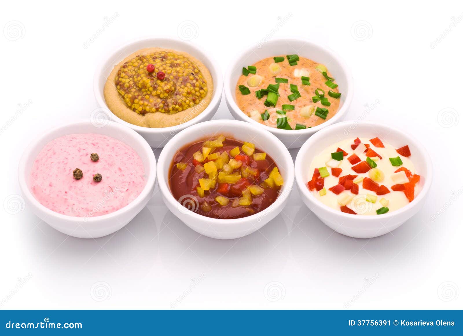 Five Colorful Sauces stock image. Image of ingredient - 37756391