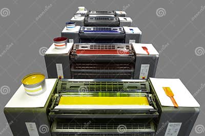 Five colour printing press stock photo. Image of print - 13560244