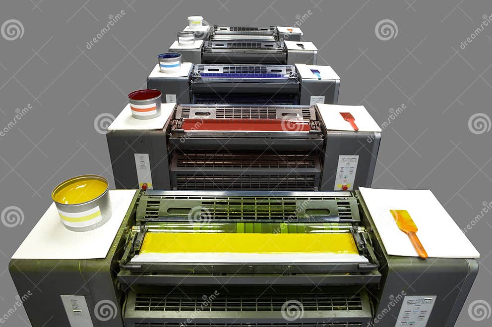 Five colour printing press stock photo. Image of print - 13560244