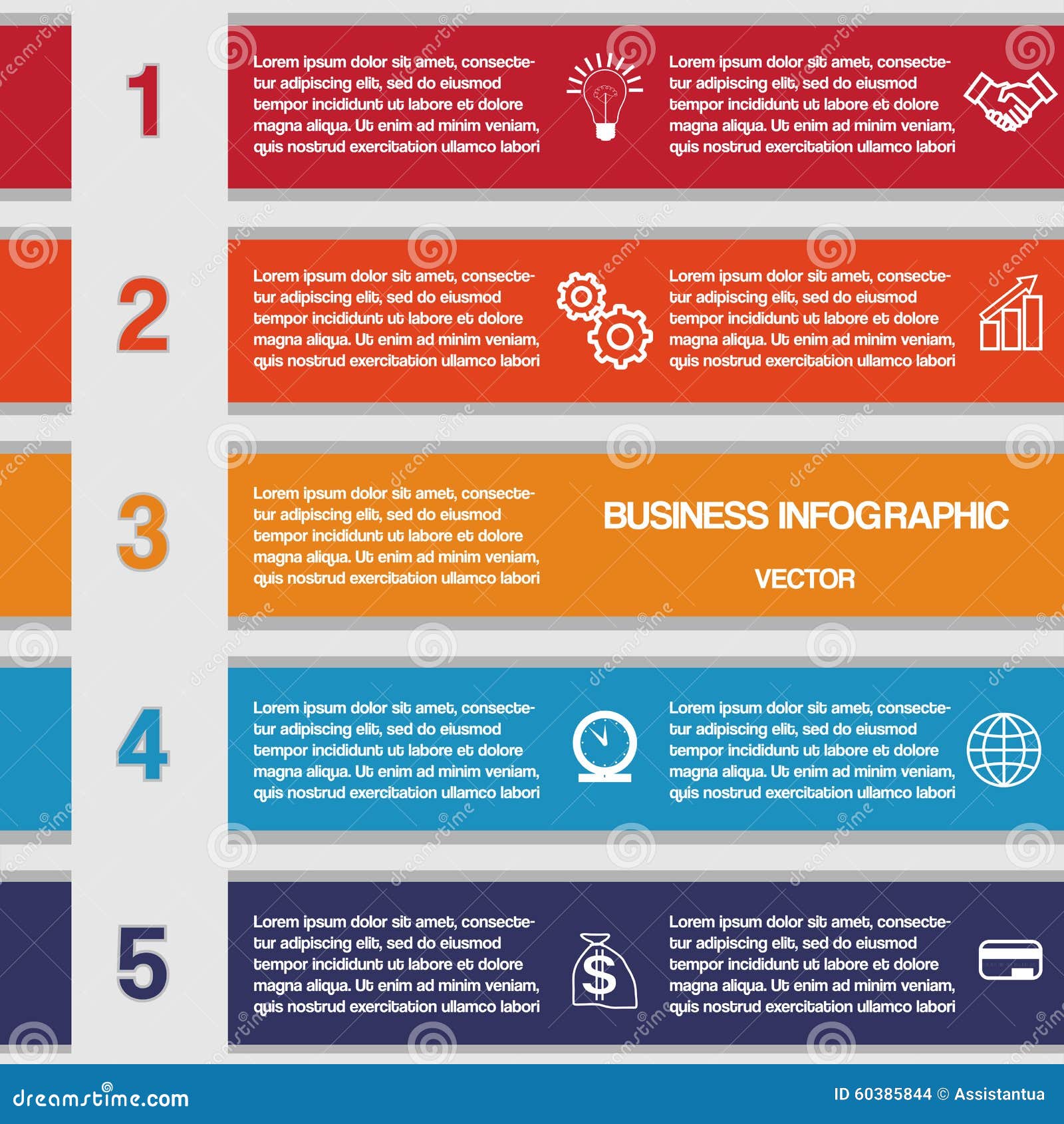 Five Colour Strips, Template for Infographics Stock Vector ...