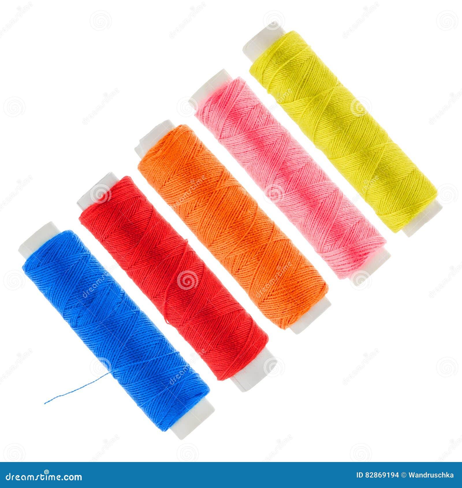 Five Coloured Linen Thread Roles Stock Photo - Image of collection ...