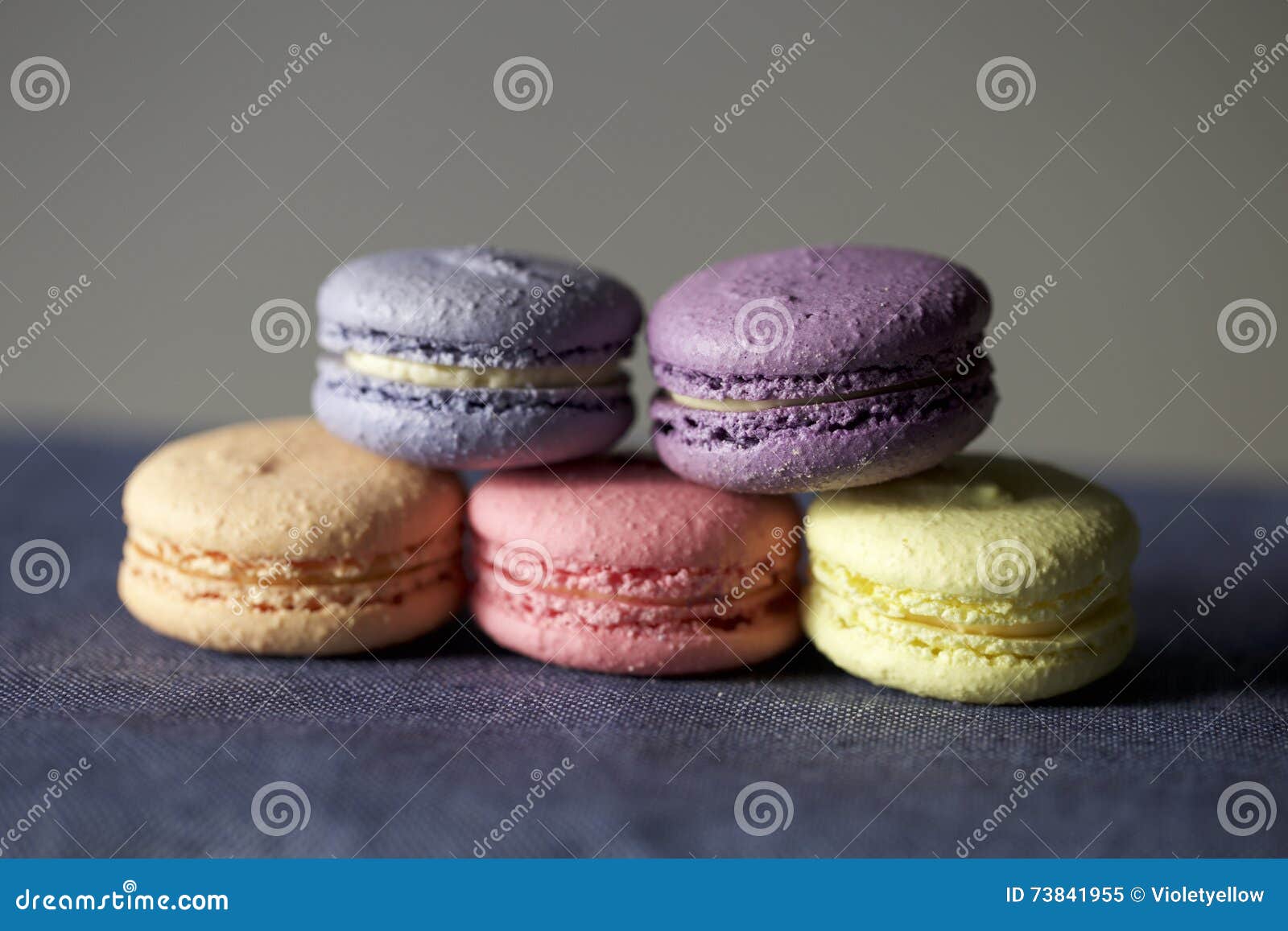 Five colourful macarons stock image. Image of macaroon - 73841955