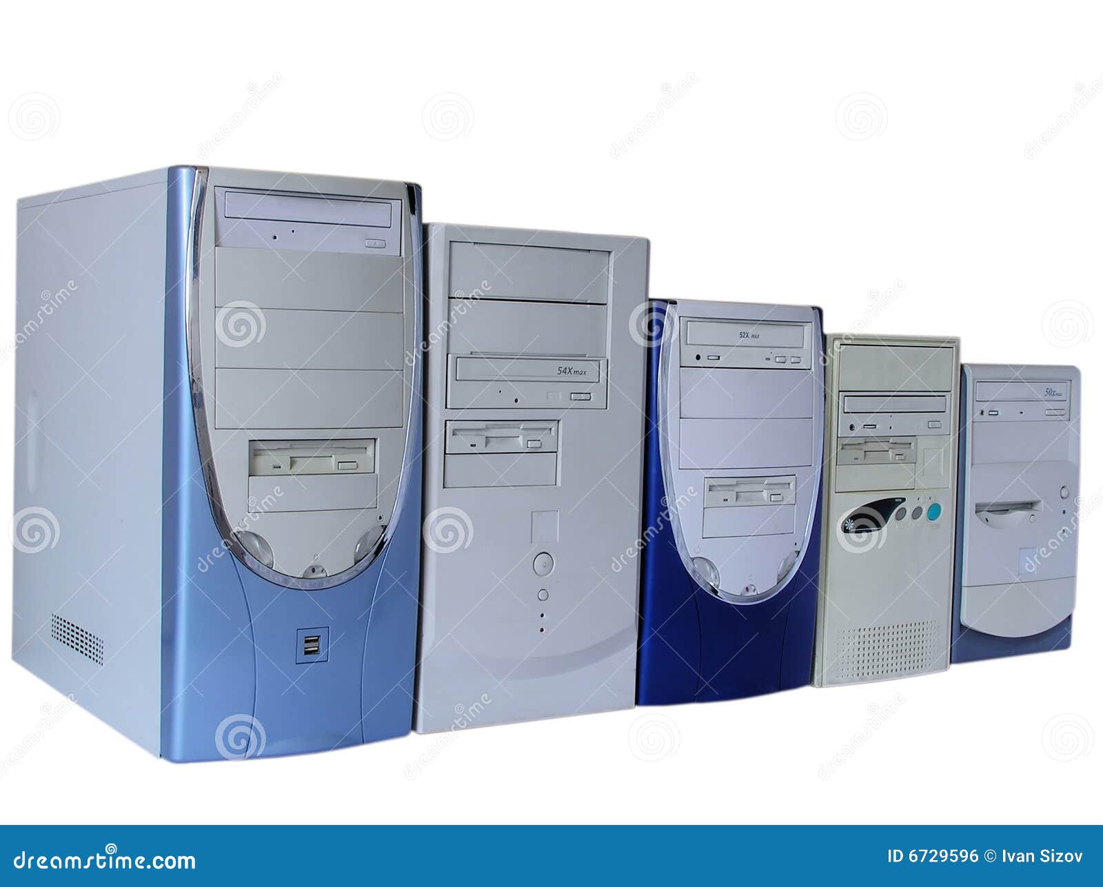 Five Computers, Isolated on White Stock Photo - Image of computer ...