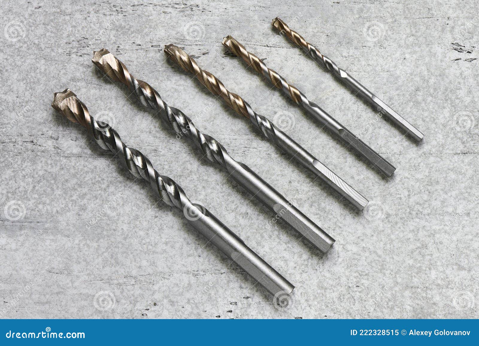 Five Concrete Drill Bits on a Concrete Background Stock Image - Image ...