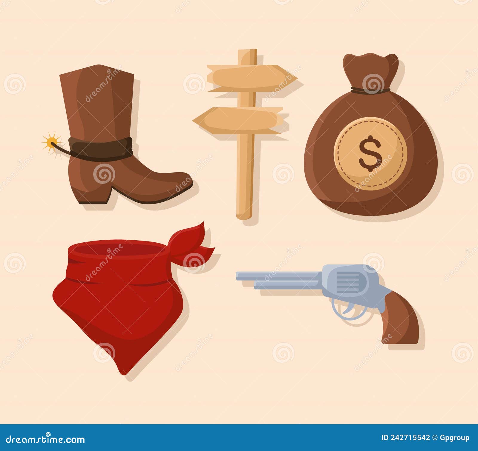 Five cowboy items stock vector. Illustration of neck - 242715542