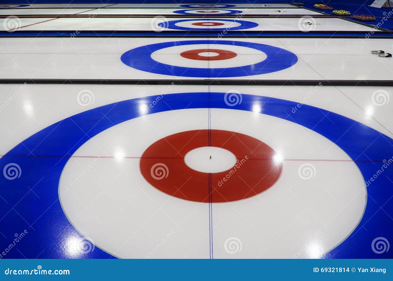 Five Curling Houses in a Row Stock Photo - Image of recreational ...