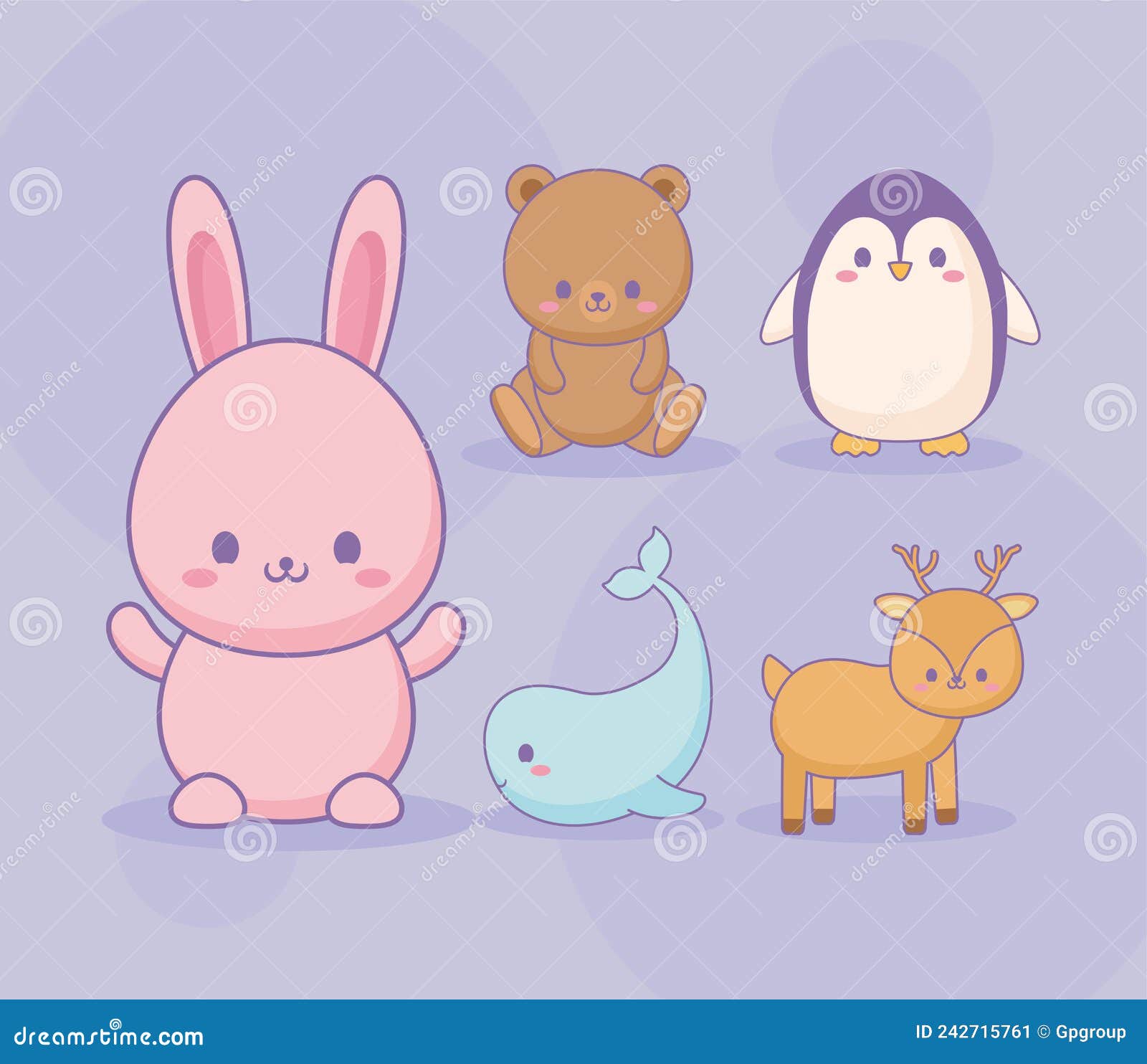 Five cute animals stock vector. Illustration of beast - 242715761