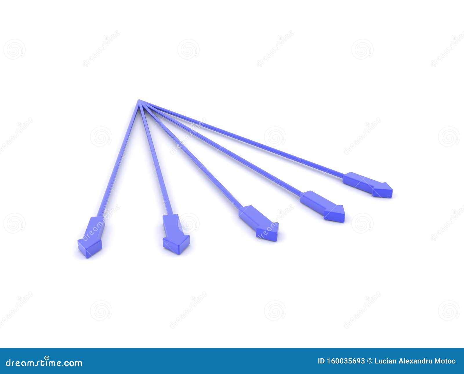 Five 3D Arrows Starting from the Same Point Stock Illustration ...