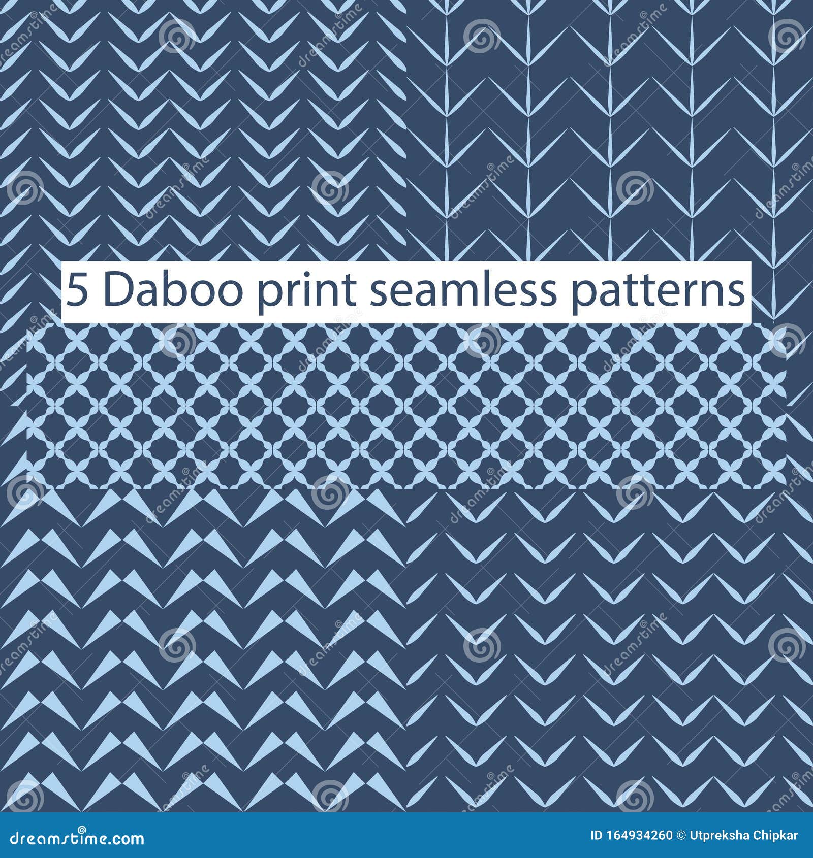 Five Dabu Print Seamless Patterns Stock Vector - Illustration of print ...