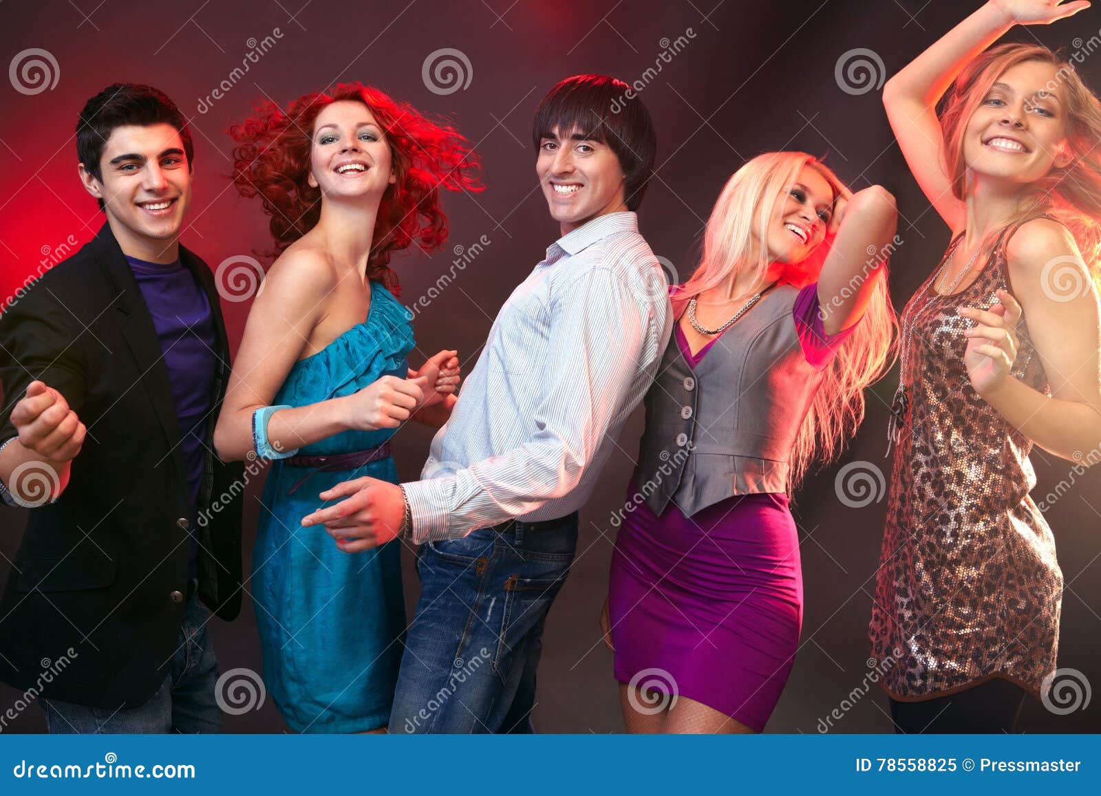 Five dancing friends stock image. Image of women, student - 78558825