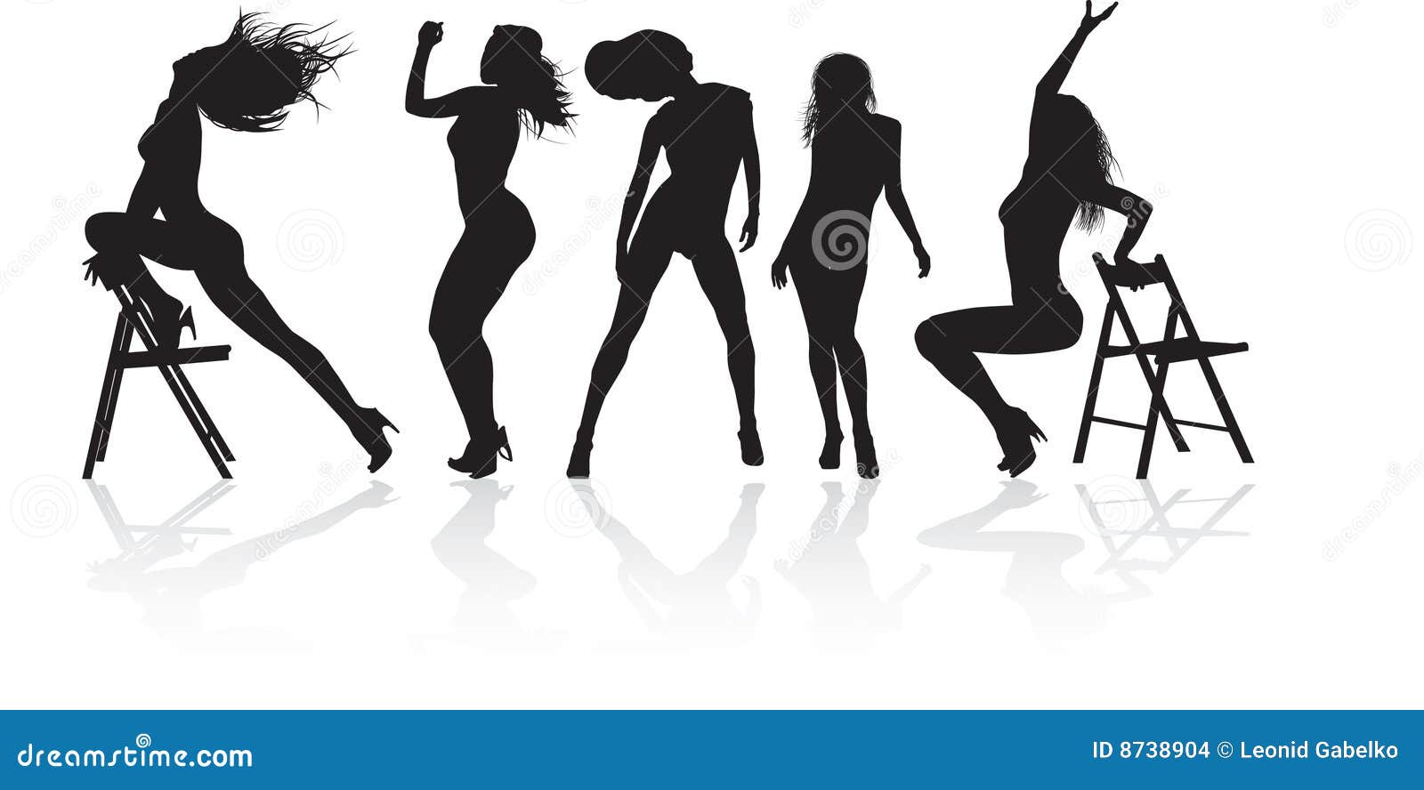 Five dancing girl stock vector. Illustration of action - 8738904