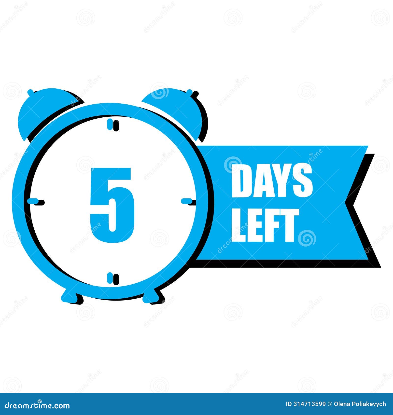 Five-day Countdown Clock Design. Blue Deadline Alarm. Time Management ...