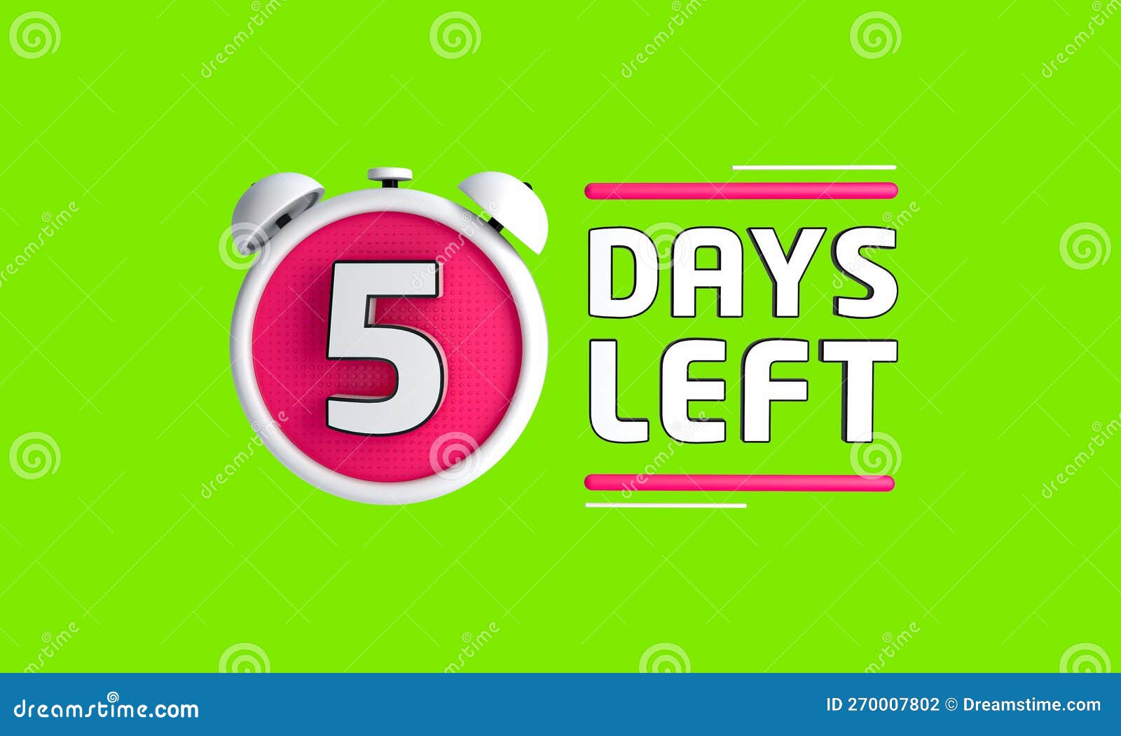 Five Days Left. Left Days Countdown Banner in 3D. Sales Time Count ...