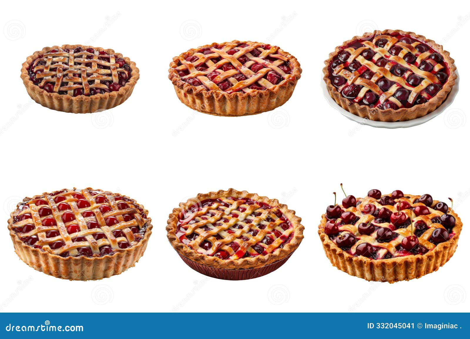 Five Delicious Cherry Pies with a Lattice Crust Stock Illustration ...
