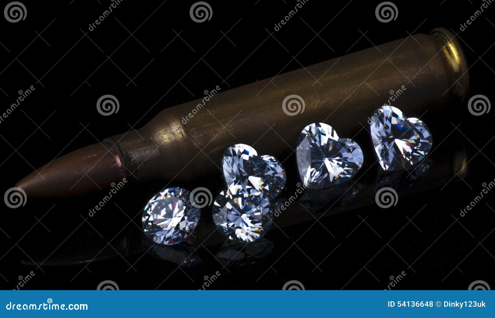 Five Diamonds with a Bullet Stock Photo - Image of jewelry, elegant ...