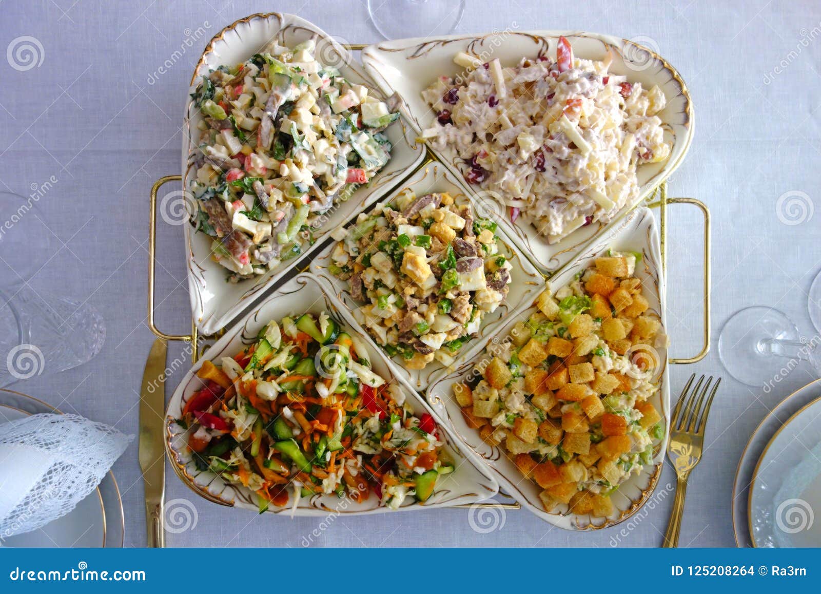 Five Different Complex Salads Stock Photo - Image of tray, liver: 125208264