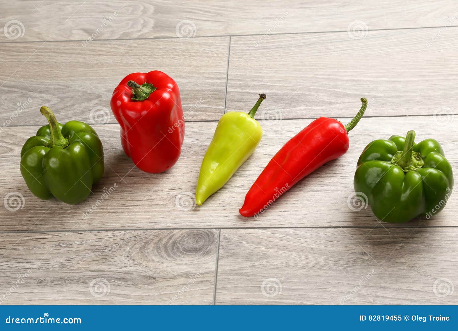 Five Different Kinds of Pepper on a Wooden Board Stock Image - Image of ...