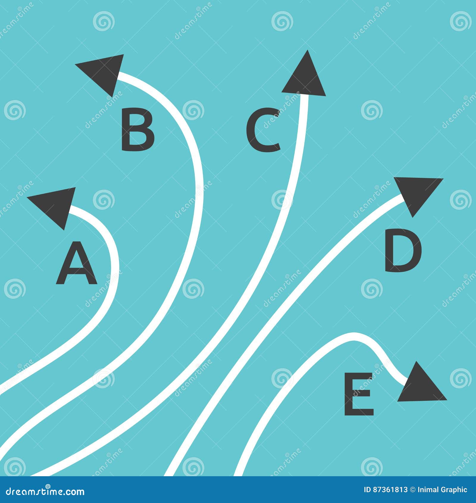 Five Different Paths Concept Stock Vector - Illustration of abstract ...