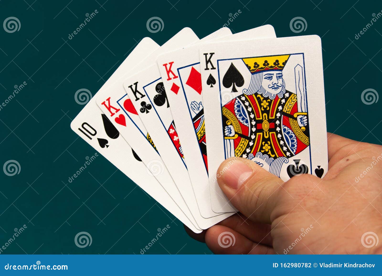 Five Different Play Cards in a Hand Stock Photo - Image of diamond ...