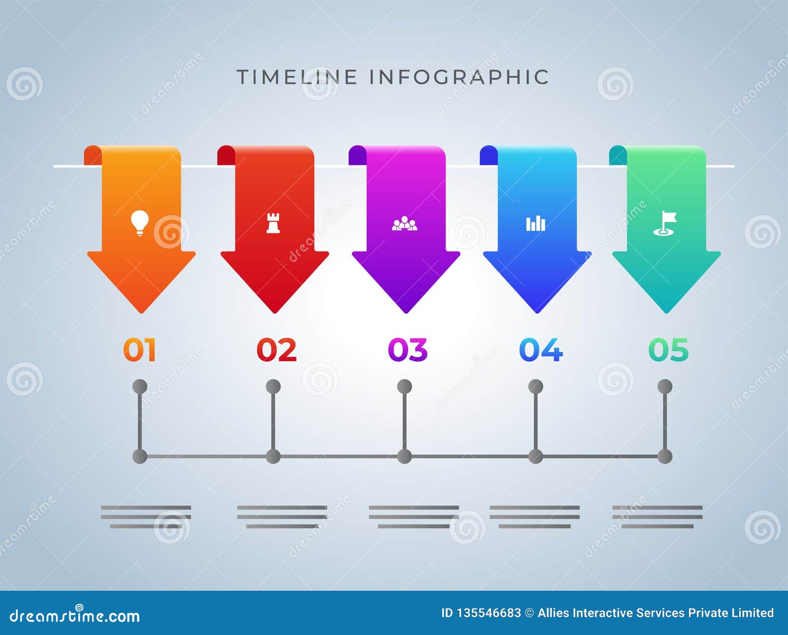 Five Different Steps Timeline Infographic Template Design. Stock ...