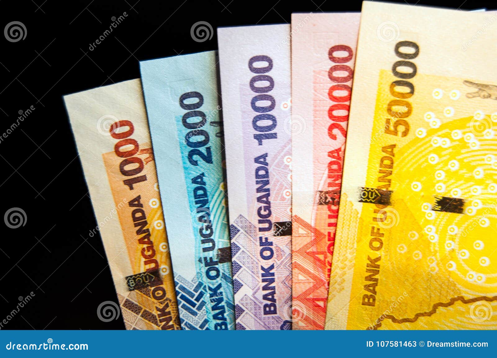 Five Different Ugandan Bank Notes Stock Image - Image of africa, five ...