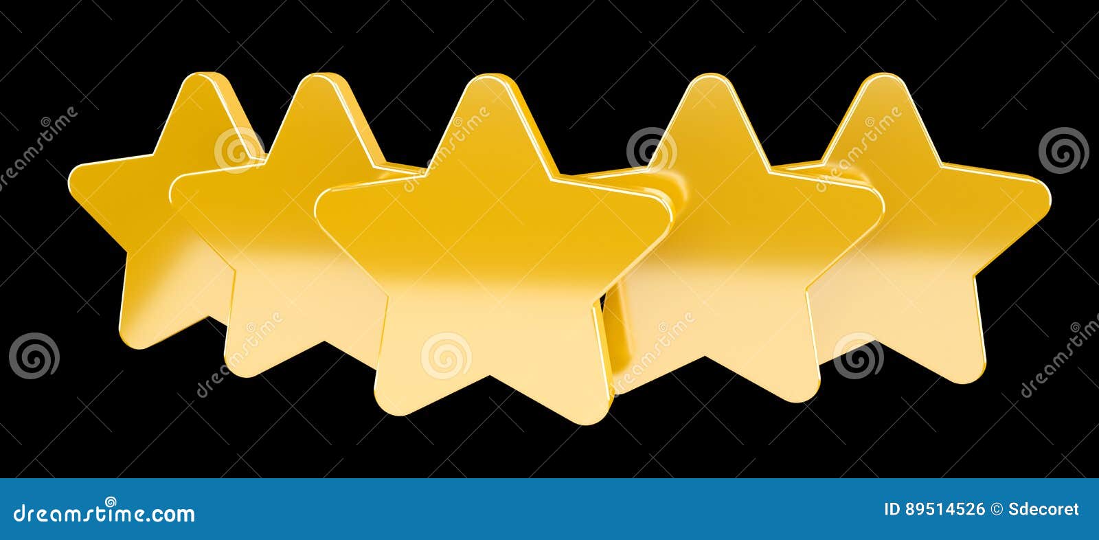 Five Digital Gold Ranking Stars 3D Rendering Stock Illustration ...