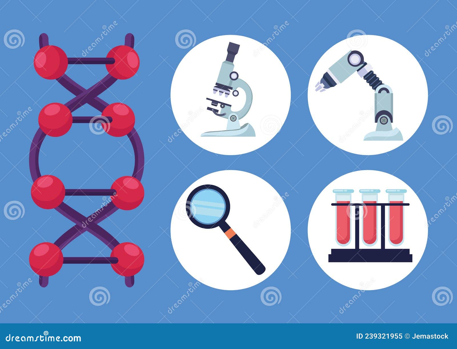 Five dna laboratory icons stock vector. Illustration of research ...