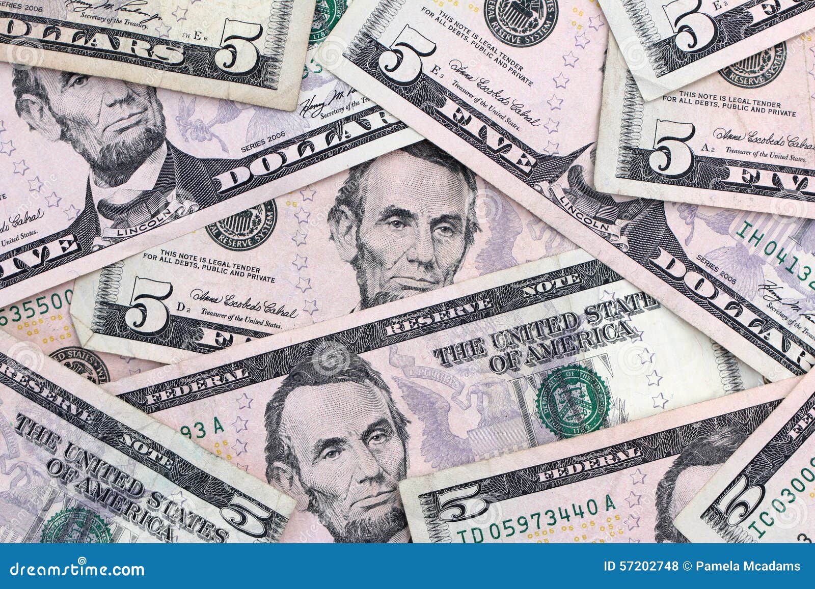 Five Dollar Bills stock photo. Image of money, american - 57202748