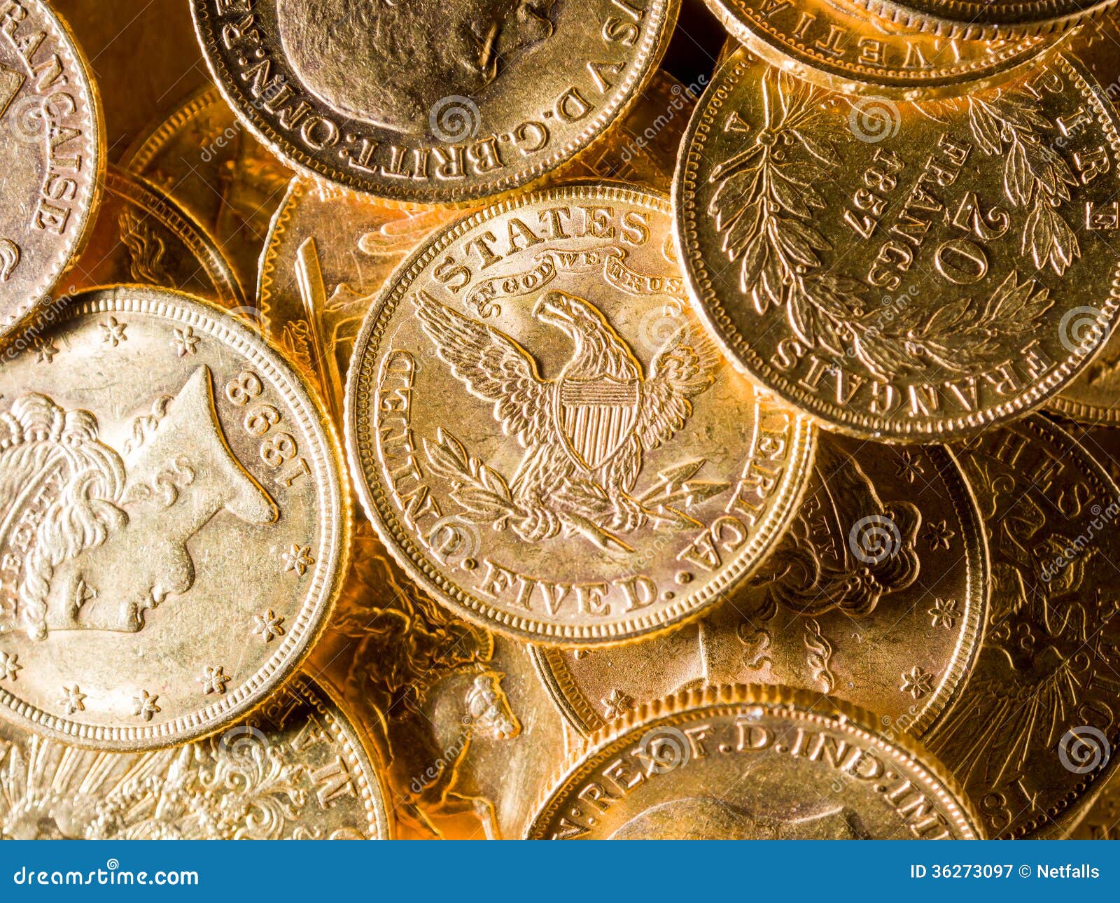 Five Dollars gold coins stock image. Image of budget - 36273097