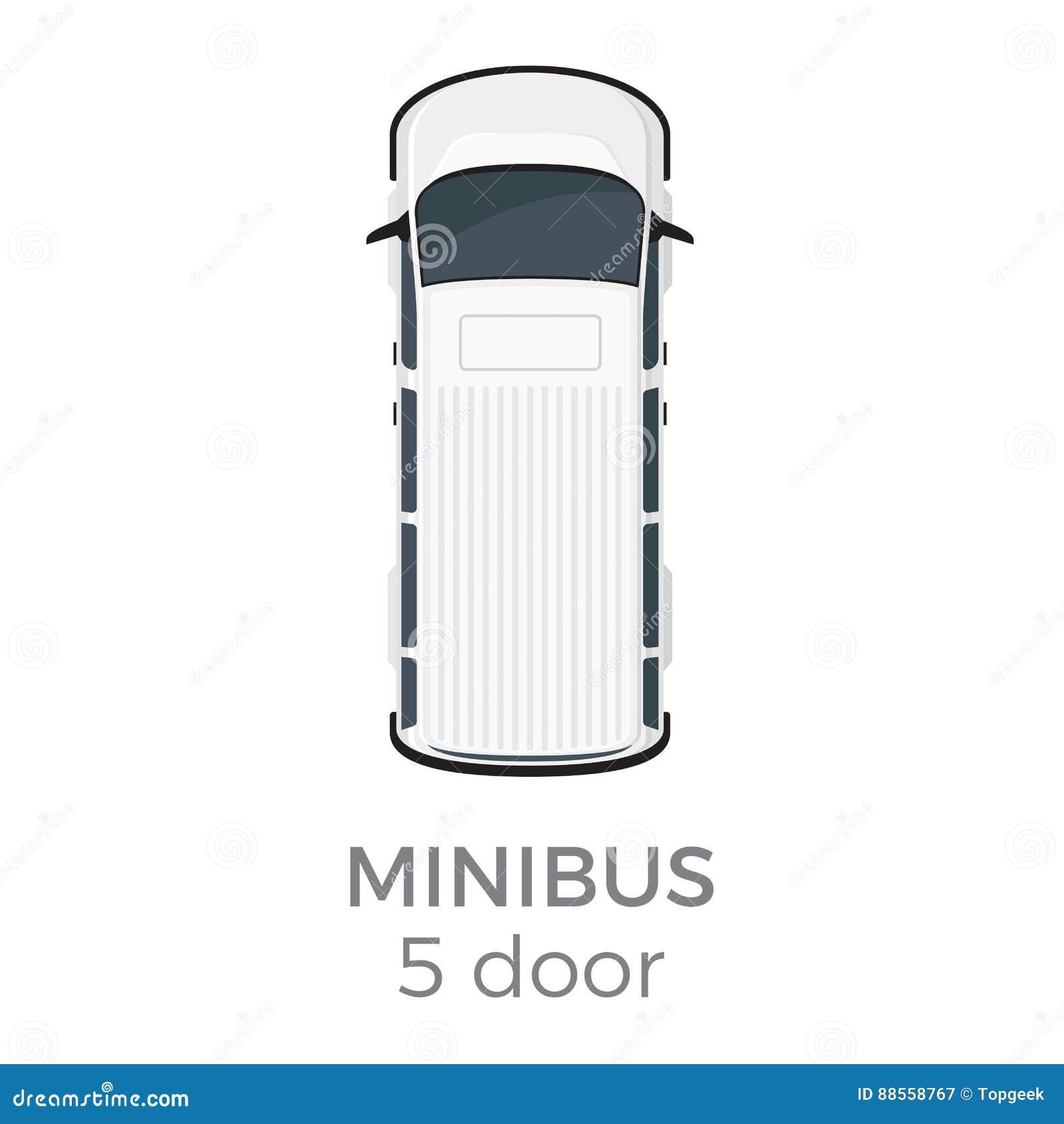 Five Doors Minibus Top View Flat Vector Icon Stock Vector ...