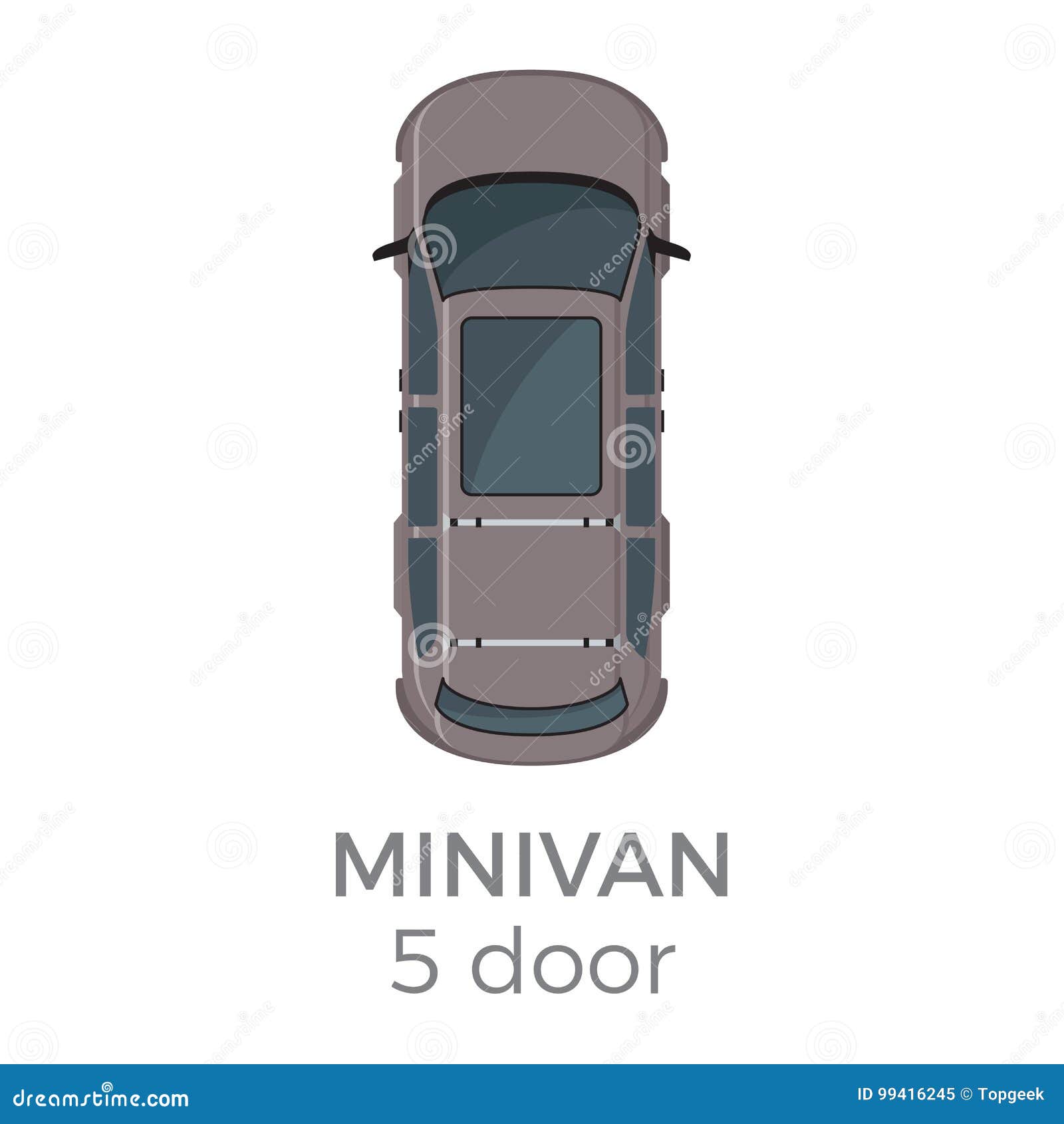 Five Doors Minivan Top View Flat Vector Icon Stock Vector ...