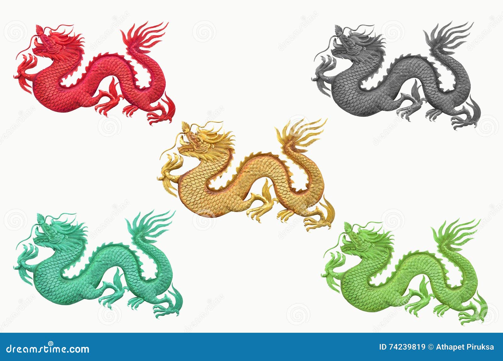 Five Dragons On White Background Stock Image | CartoonDealer.com #74239819