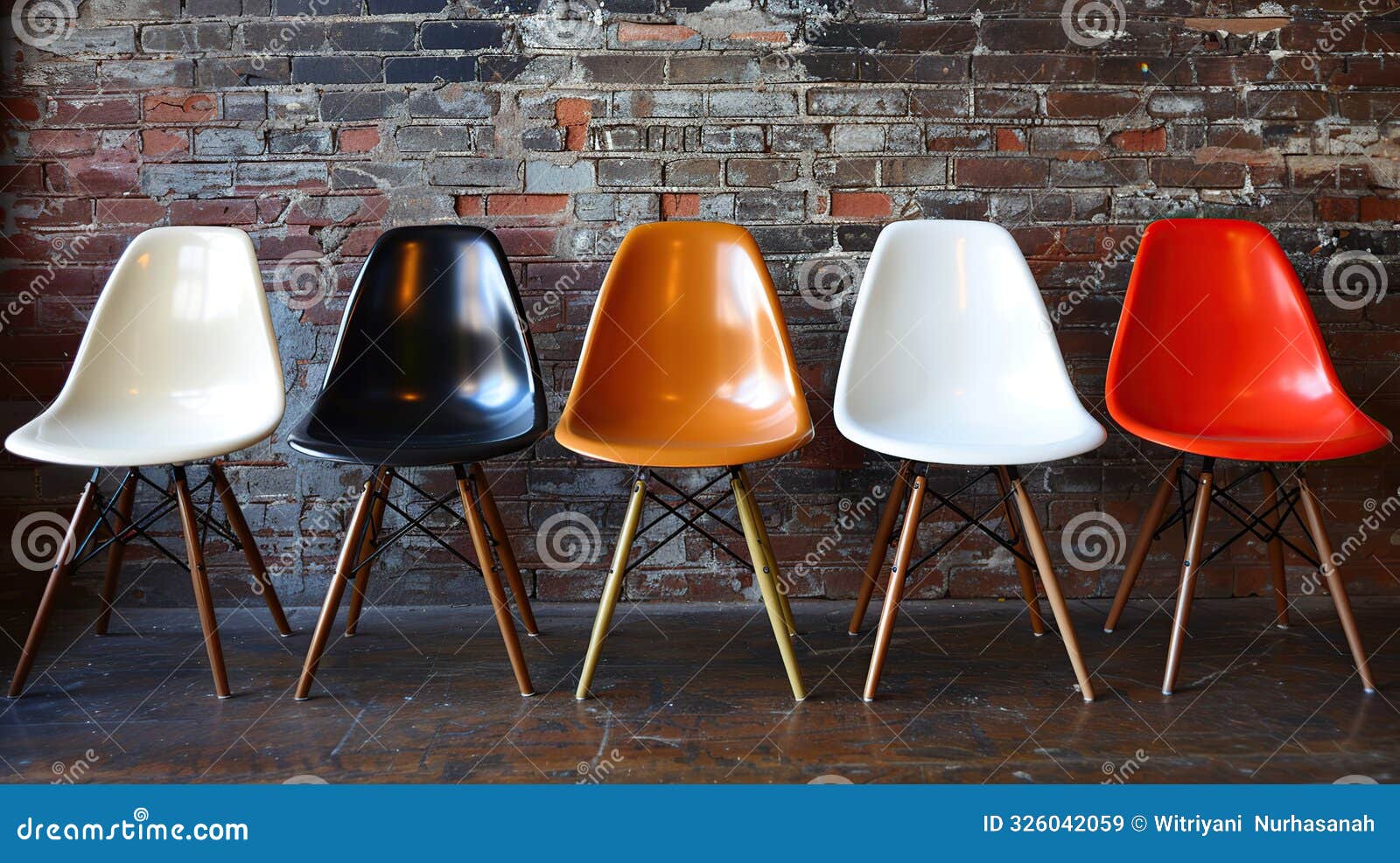 Five Eames Chairs in a Row stock illustration. Illustration of iconic ...