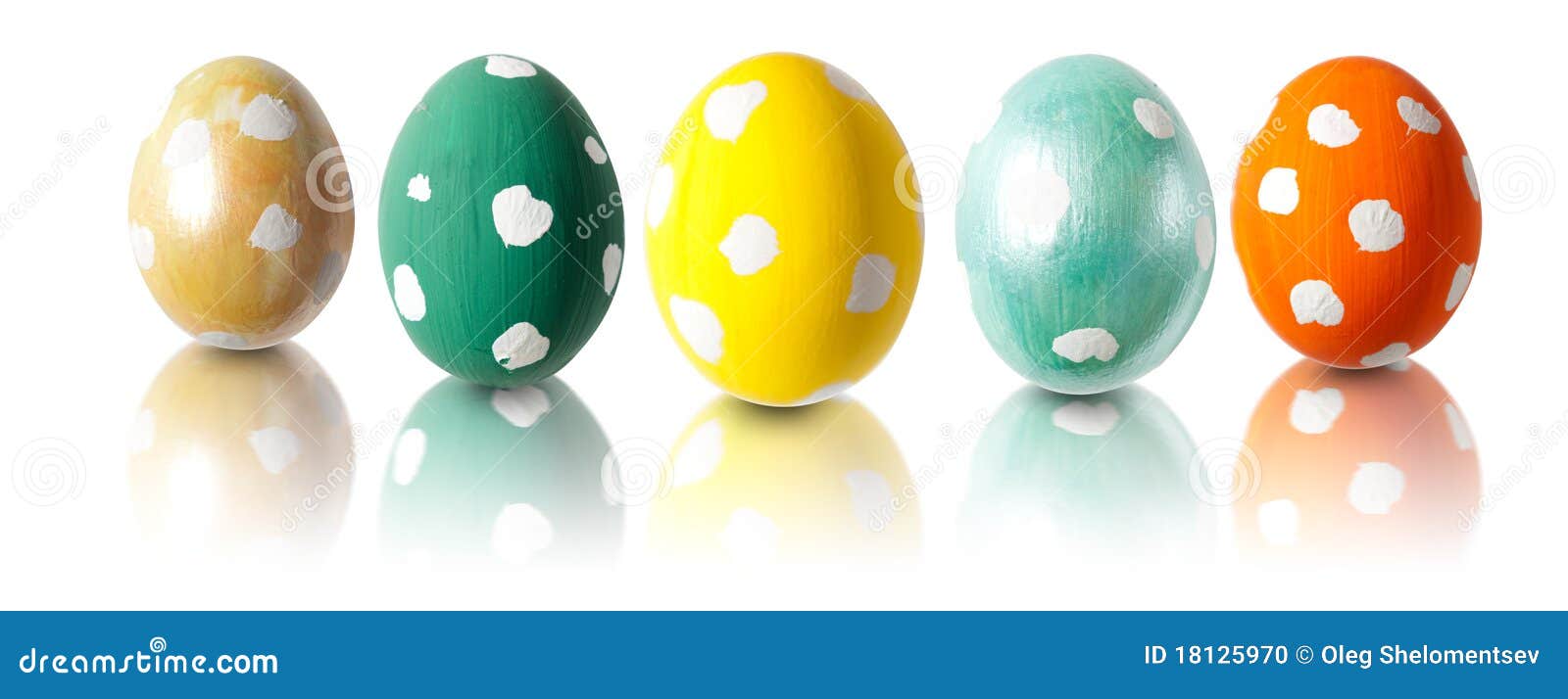 Five Easter eggs in a row stock photo. Image of objects - 18125970