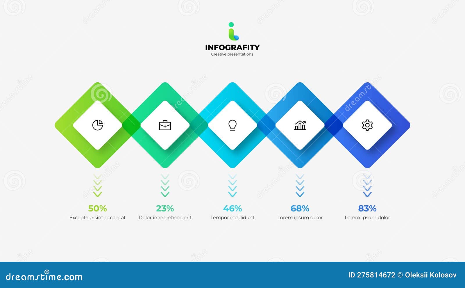 Five Elements are Arranged Horizontally in a Row. Timeline Business ...