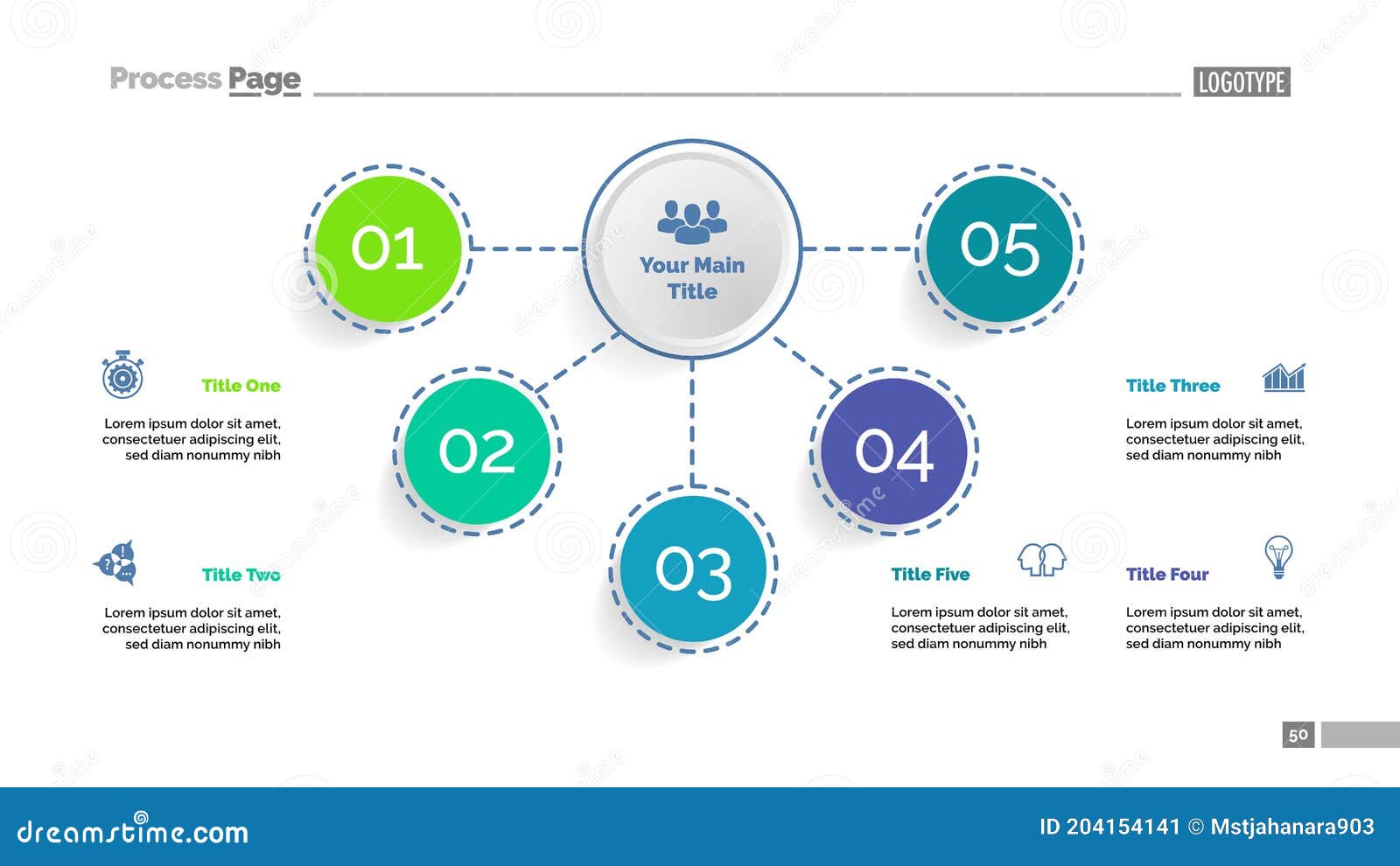 Five Elements Flowchart Template Stock Vector - Illustration of option ...