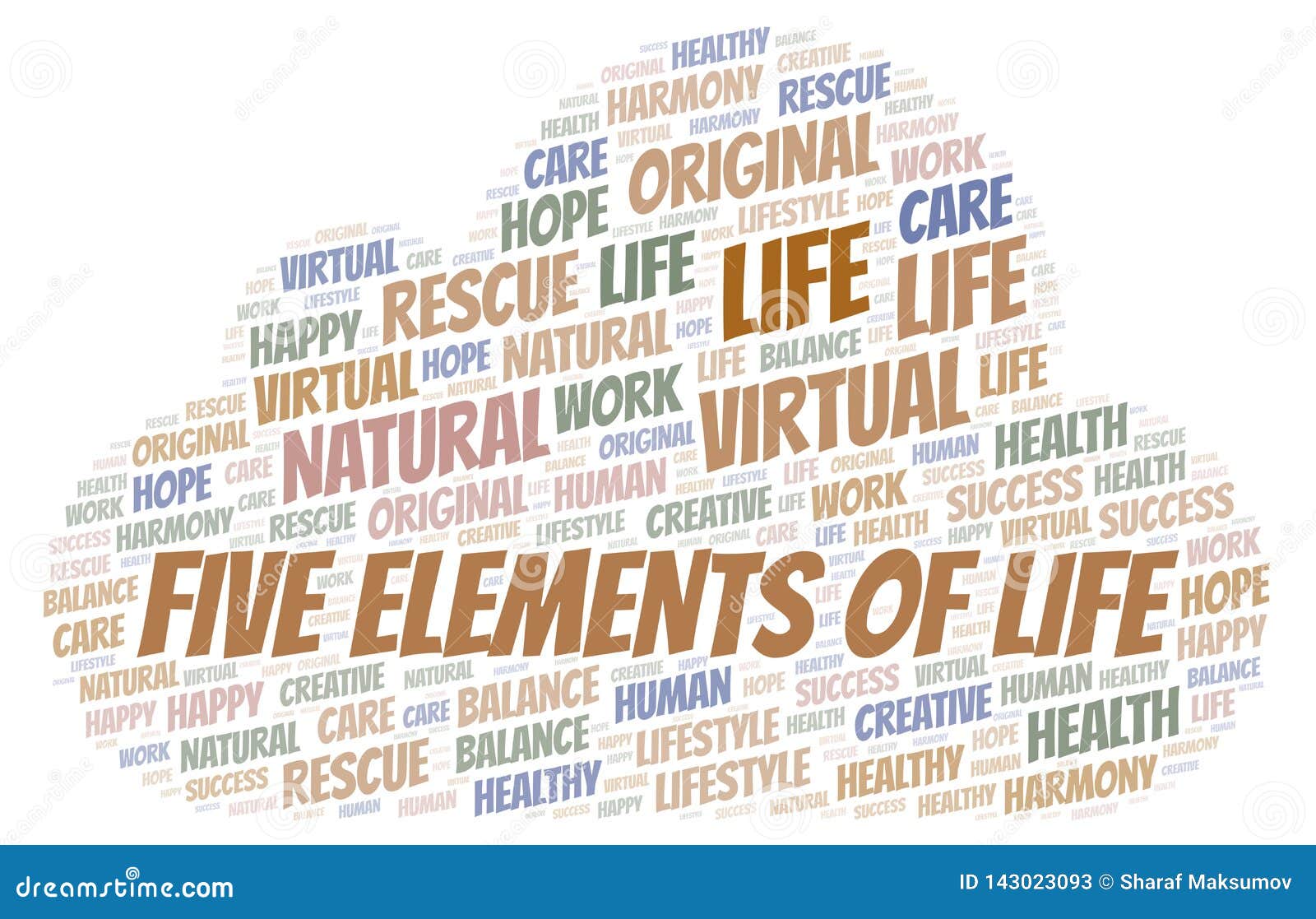 Five Elements of Life Word Cloud Stock Illustration - Illustration of ...