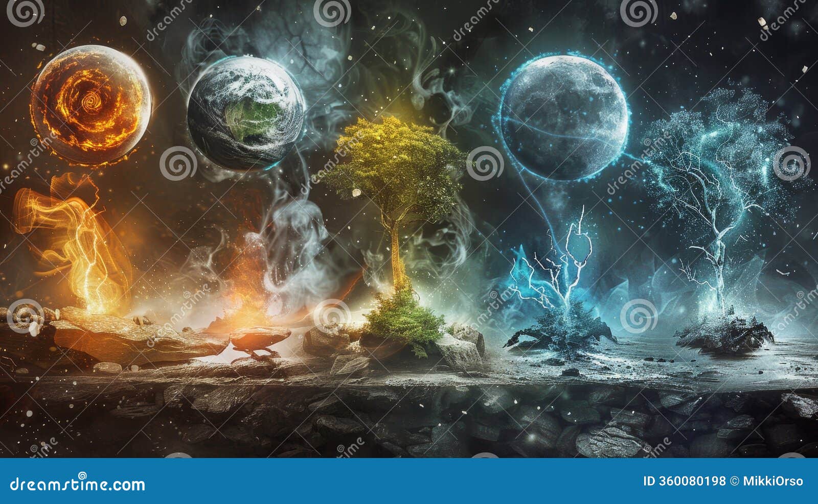 Five Elements of Nature. Air, Water, Fire, Earth, and Space - Creation ...