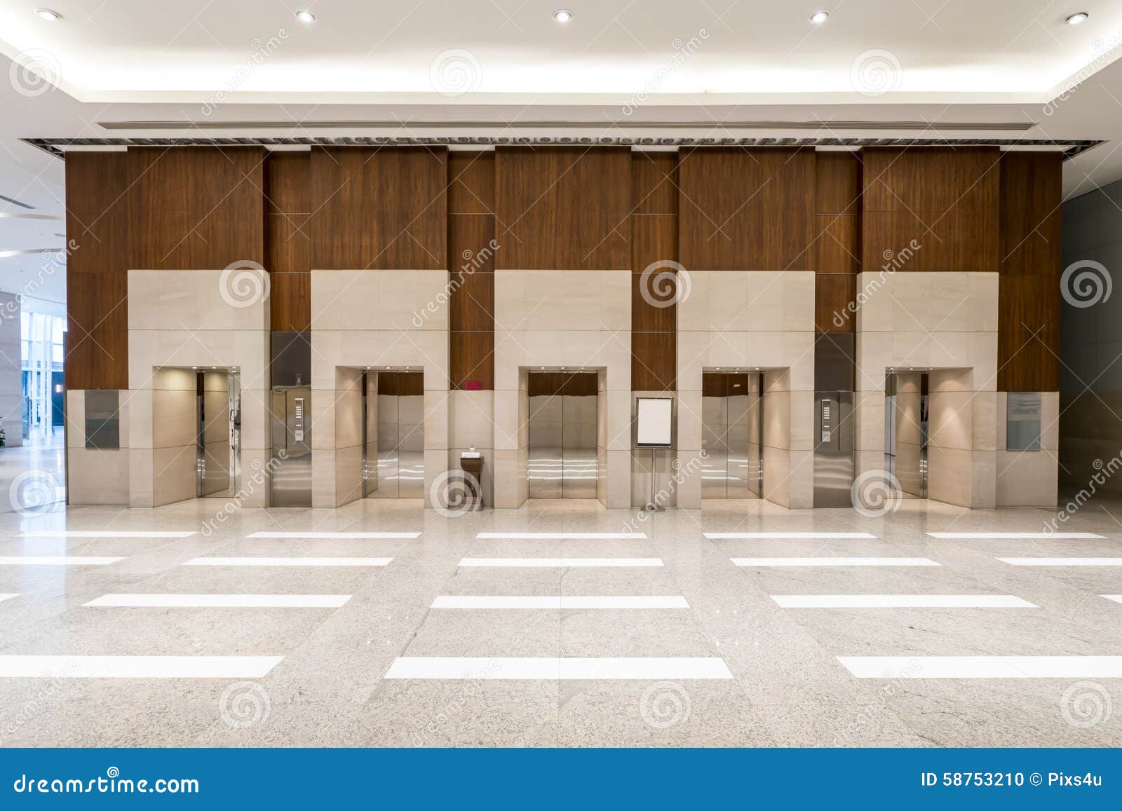 Five Elevator Doors in Office Building Stock Photo - Image of modern ...