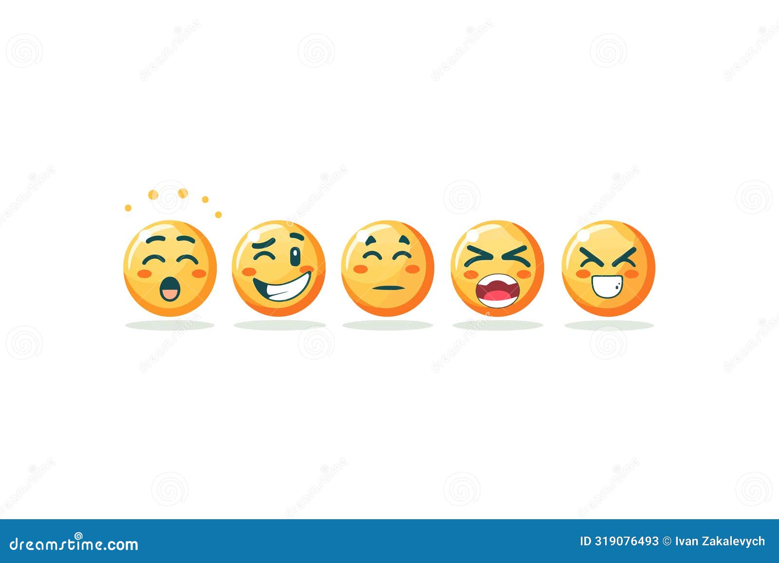 Five Emoticons Showing Varied Expressions. Vector Illustration Design ...