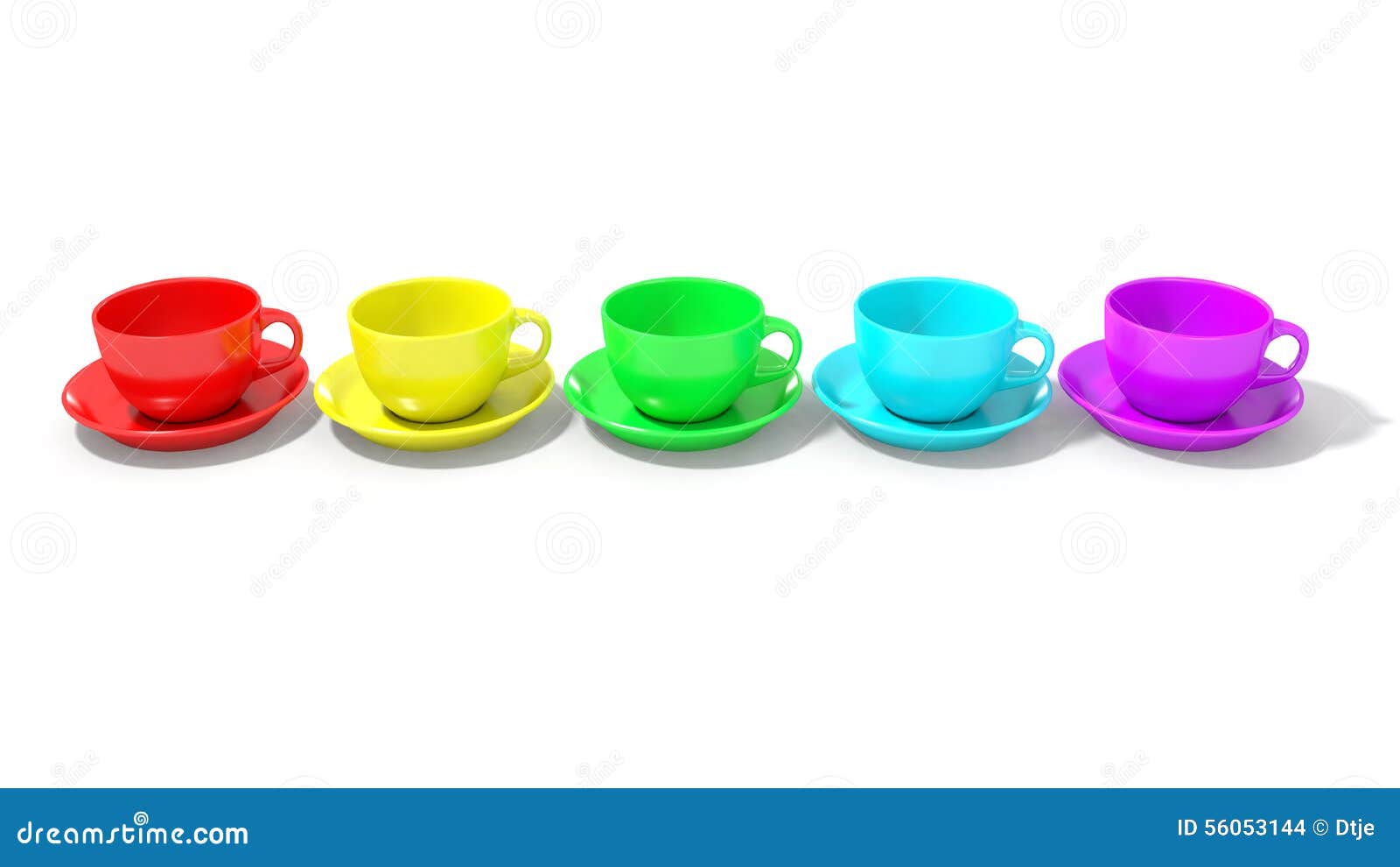 Five Empty Coffee Cups Aligned With Rainbow Colours Royalty-Free Stock ...