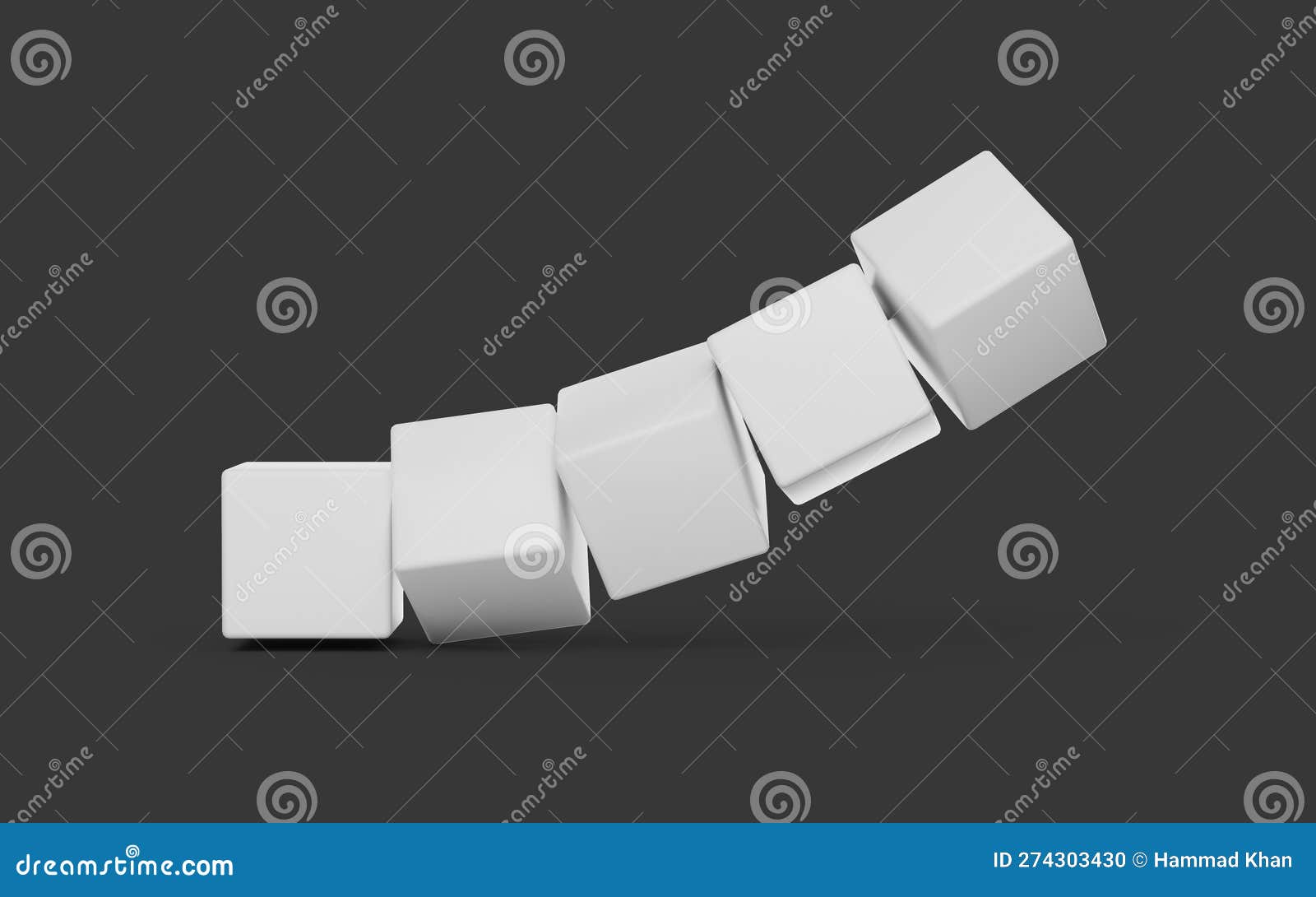 Five Empty White Cubes Flying on Dark Background, 3d Illustration Stock ...