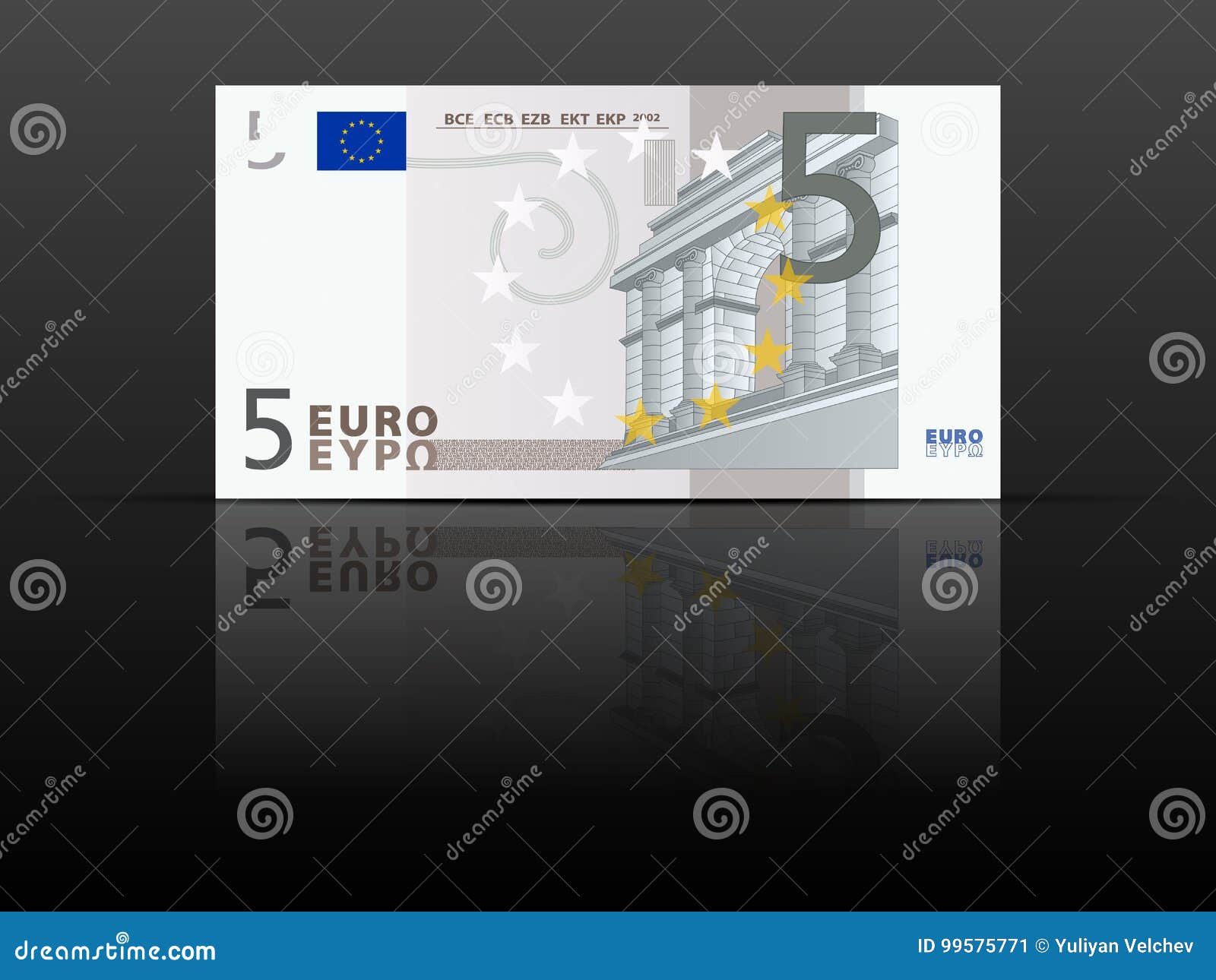 Five euro banknote stock vector. Illustration of concept - 99575771